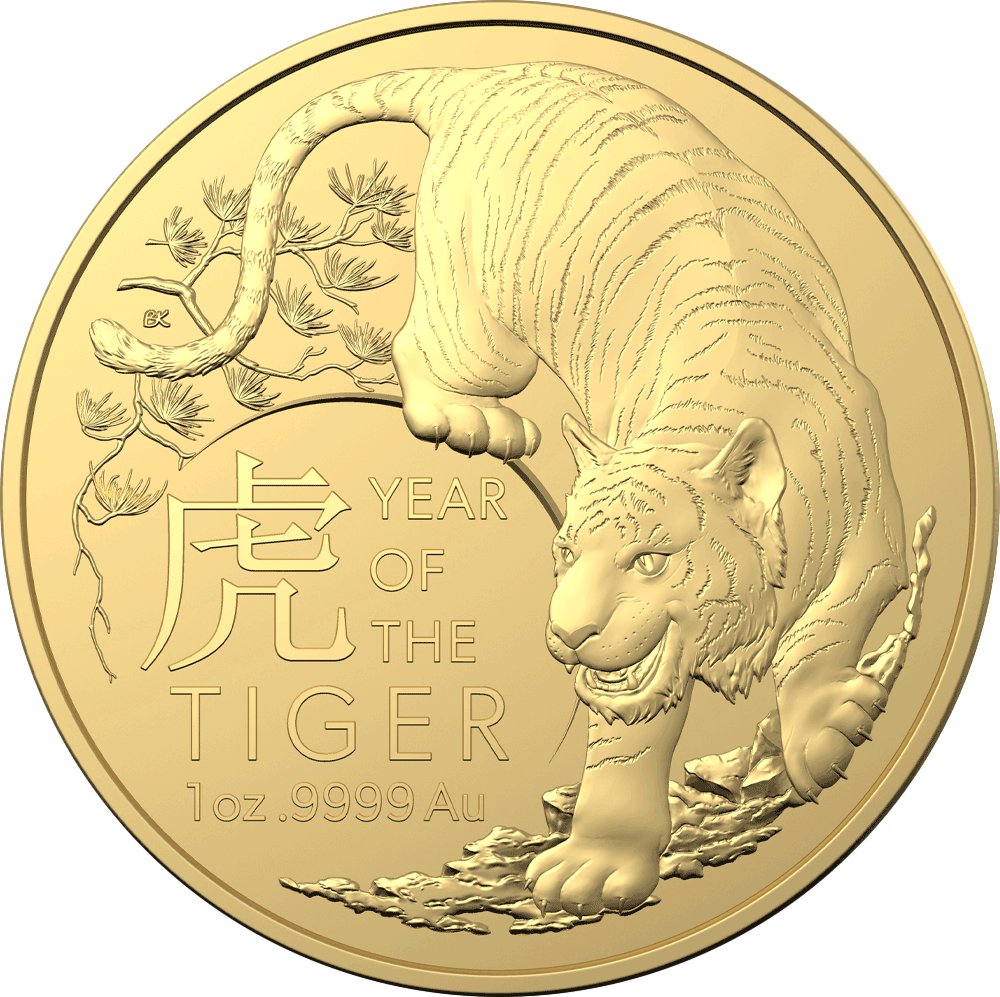 1 Unze Gold Lunar Serie RAM Tiger 2022 (Auflage: 5.000)