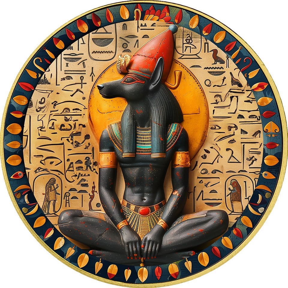 1 Unze Silber Ägypten Anubis 2024 (Auflage: 50 | coloriert | teilvergoldet)