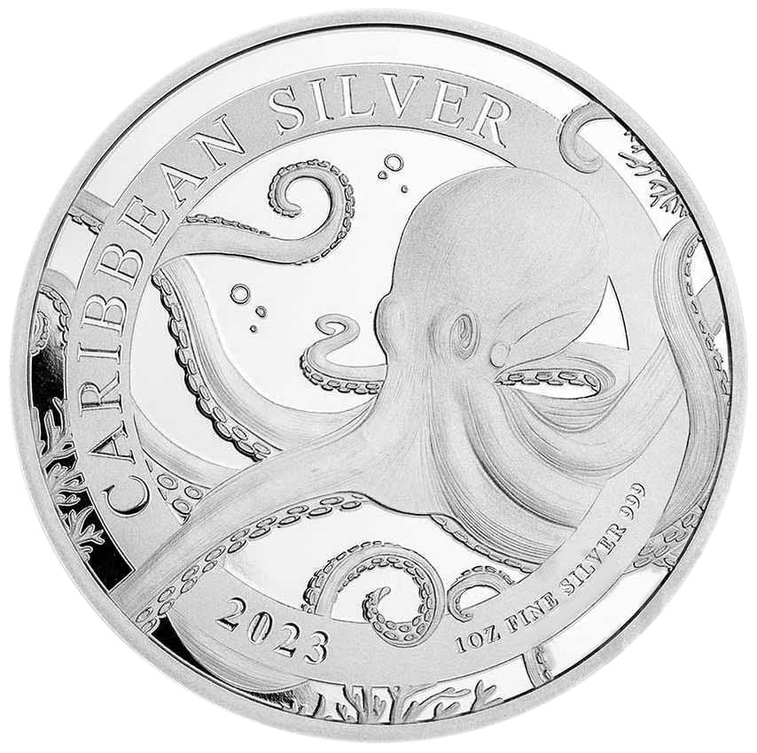 1 Unze Silber Barbados Oktopus 2023 (Auflage: 7.000)