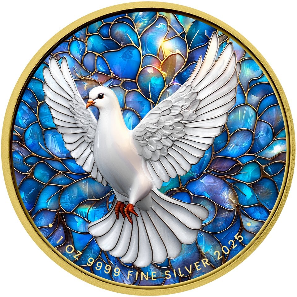 1 Unze Silber Friedenstaube Blütenfenster 2025 (Auflage: 100 | teilvergoldet)