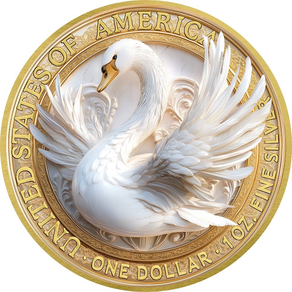 1 Unze Silber Goldener Schwan 2025 (Auflage: 100 | teilvergoldet)