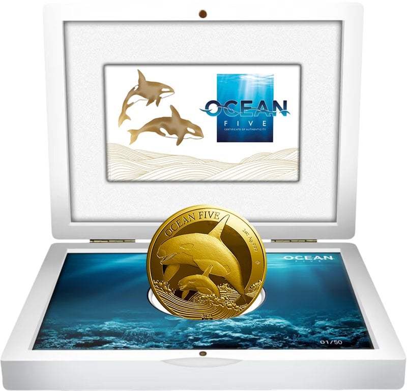 2 Unze Gold Ocean Five Orca 2024 PP (Auflage: 50 | Polierte Platte)