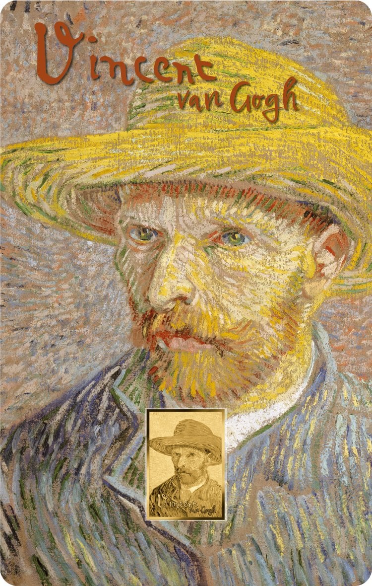 Gold Vincent van Gogh Selbstportrait mit Hut Münze